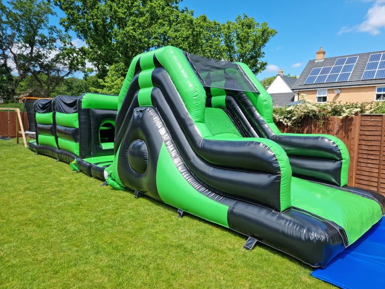 45ft Green & Black Obstacle Course - Jolly Kids Castles