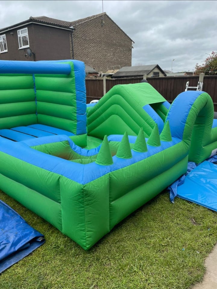 Green & Blue Inflatable Play Surround - Jolly Kids Castles