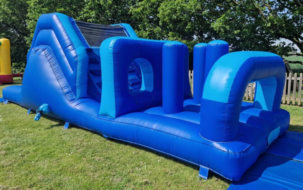 Shiny Blue 24ft Obstacle Course - Jolly Kids Castles