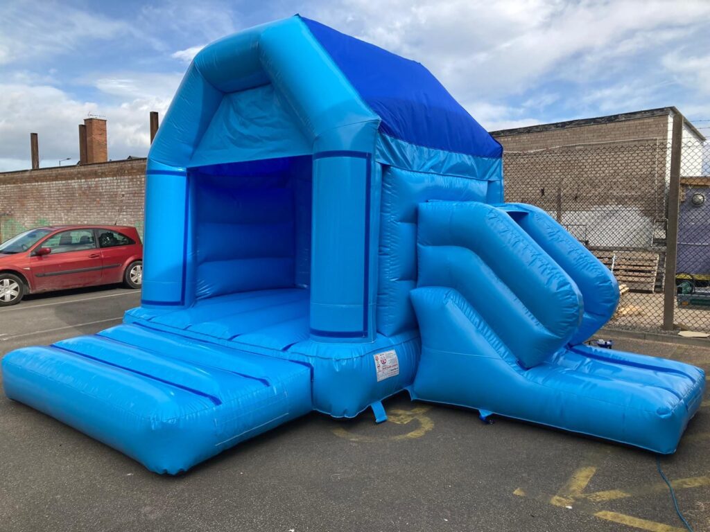 Pastel Blue Castle With Slide - Jolly Kids Castles