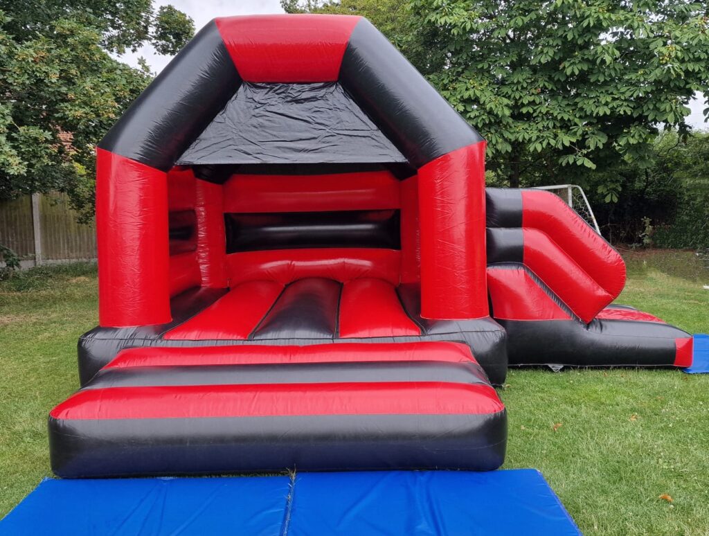 Shiny Red & Black Castle With Slide - Jolly Kids Castles