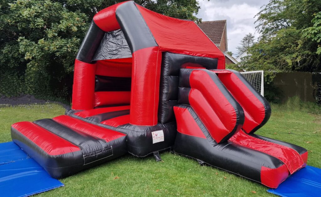 Shiny Red & Black Castle With Slide - Jolly Kids Castles