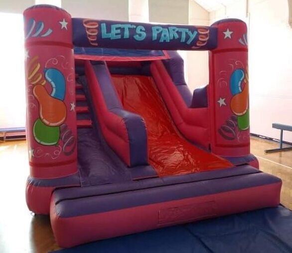 Pink & Purple Velcro 9ft Slide - Jolly Kids Castles