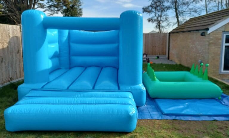 Plain Blue 8ft Castle & Inflatable Ball Pool - Jolly Kids Castles