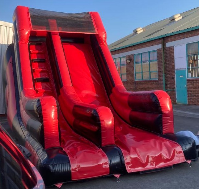 Shiny Red & Black Slide - Jolly Kids Castles