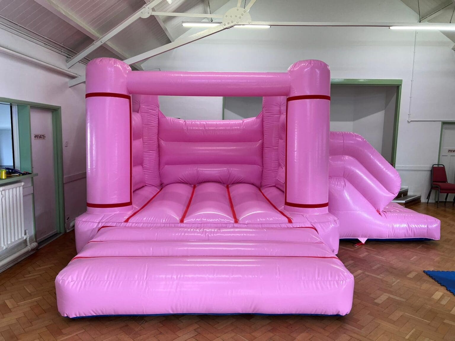 Pastel Pink Roofless Castle With Slide - Jolly Kids Castles