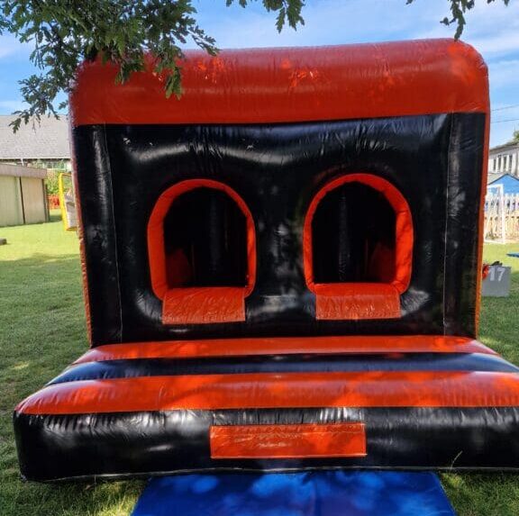 45ft Orange & Black Shiny Obstacle Course - Jolly Kids Castles