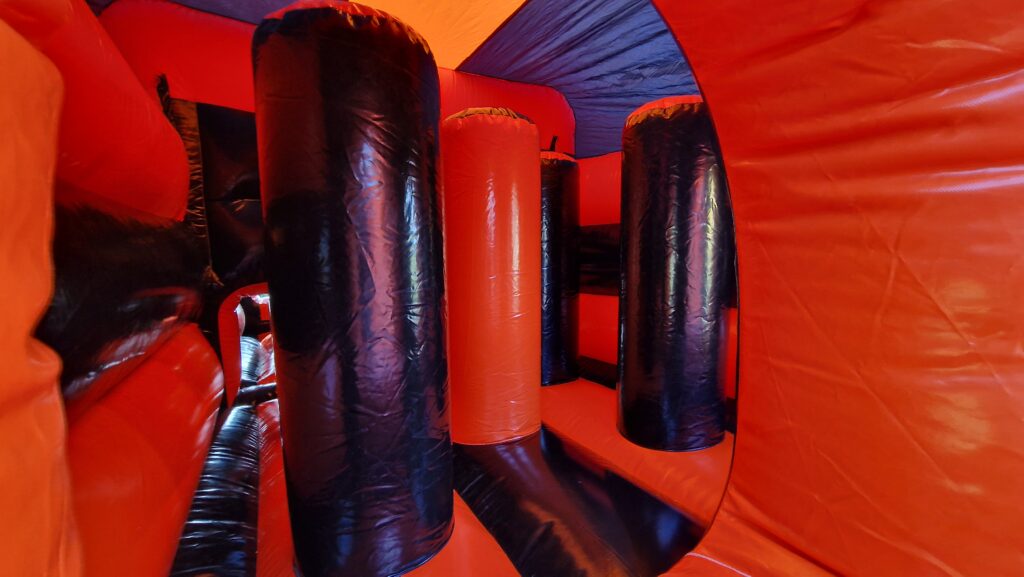 45ft Orange & Black Shiny Obstacle Course - Jolly Kids Castles