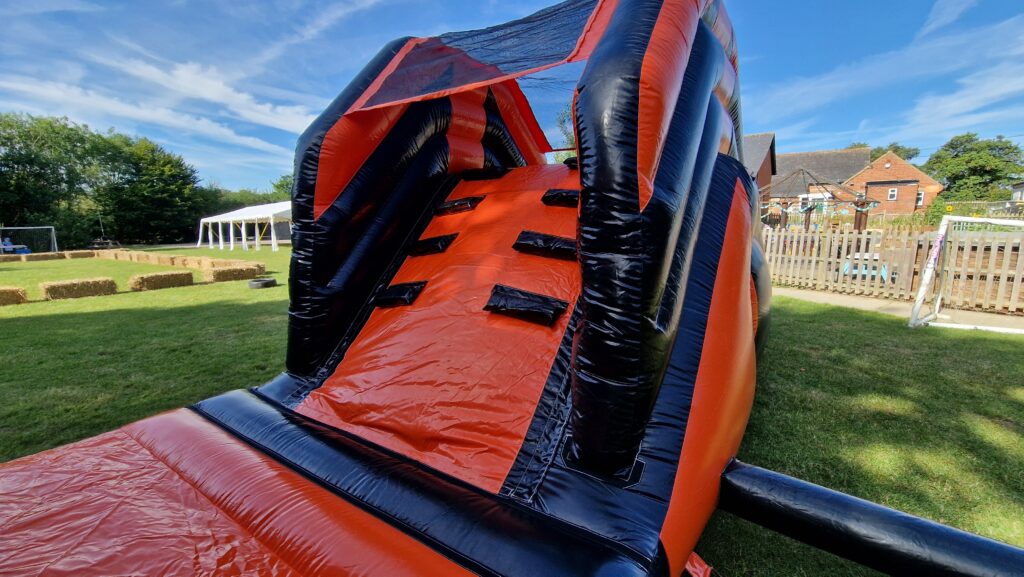 45ft Orange & Black Shiny Obstacle Course - Jolly Kids Castles