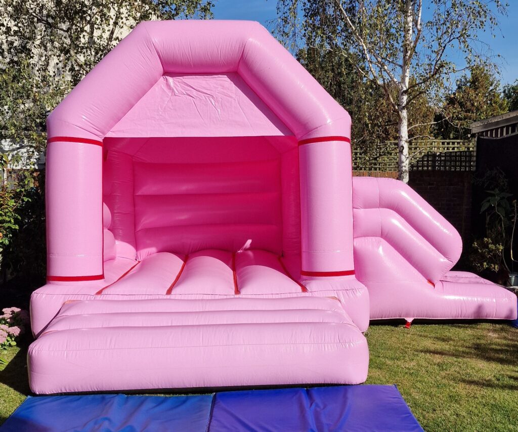 Pastel Pink Castle With Slide - Jolly Kids Castles