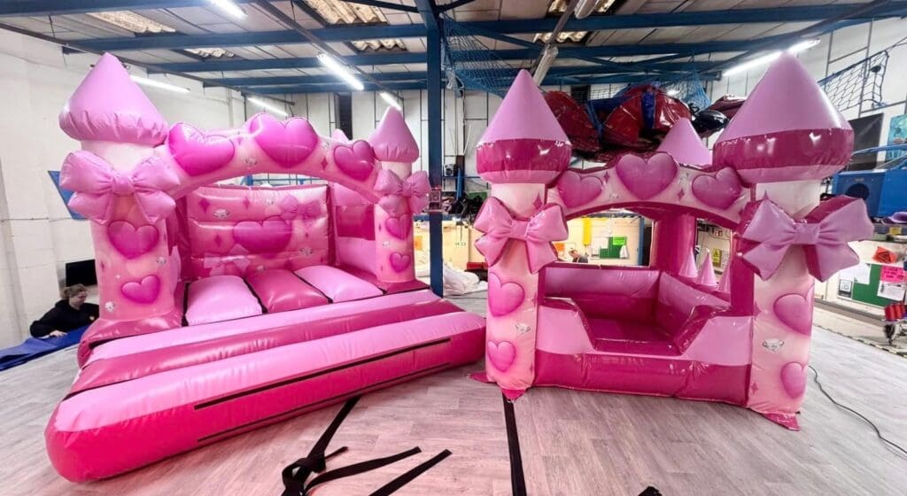 Pink Hearts & Bows Castle & Ball Pool Hire - Jolly Kids Castles